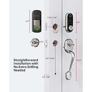 Keyless Entry Door Lock Handle: SMONET Smart Front Door Lock Set Alexa Deadbolt Locks Front Door Handle Bluetooth Electronic Digital Keypad Lock with APP Voice Control Keyfob Auto Lock for Home