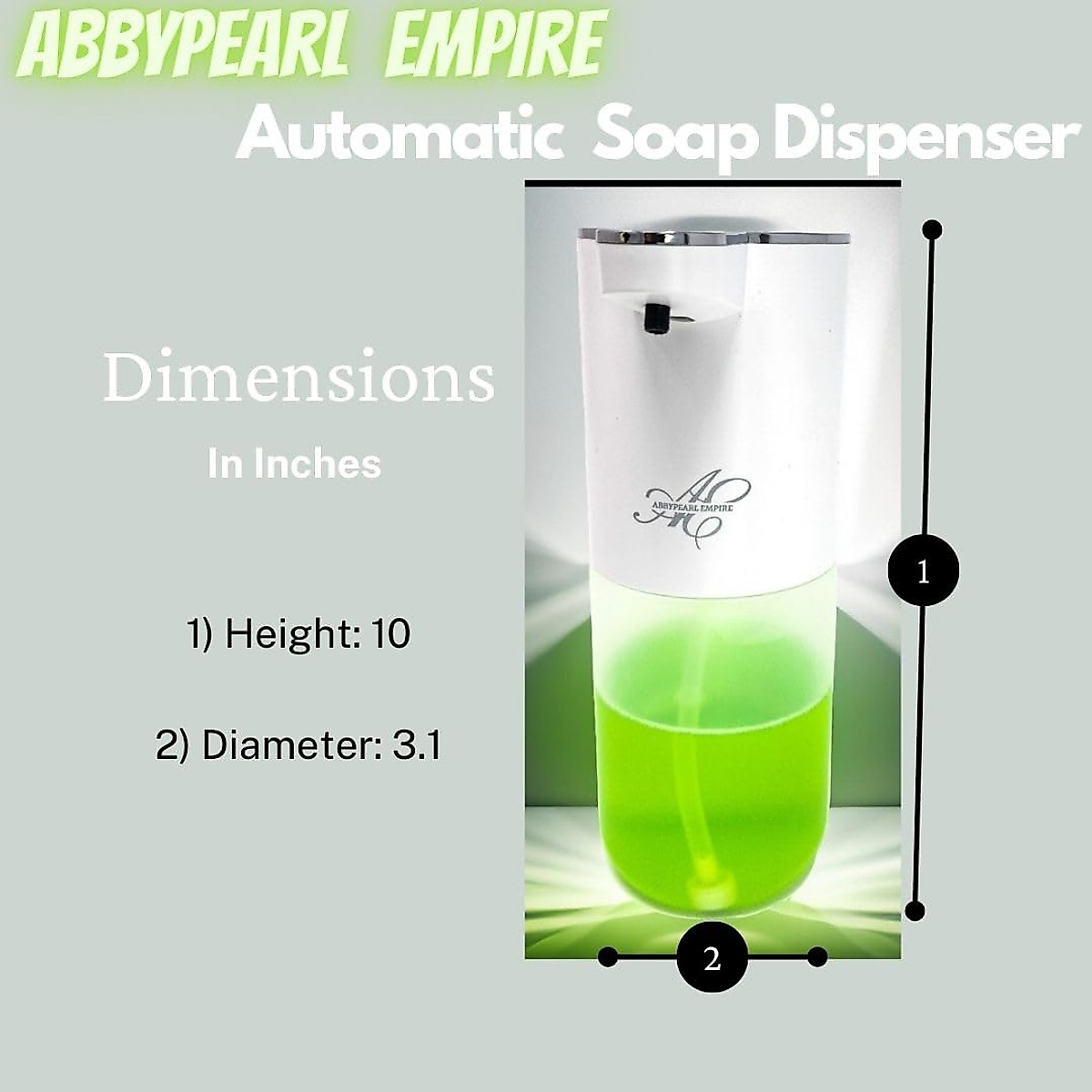 AbbyPearl Empire Automatic Foaming Soap Dispenser, Touchless, Rechargeable, Kids Soap Dispenser with 4-Level Adjustable Foam, Non-Drip Spout – Hands Free Soap Dispenser for Home and Kitchen, 400ml