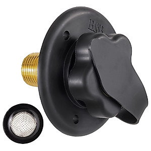 RecPro RV City Water Fill Inlet | Black | Optional Hose Elbow and or Gasket Seal | Flange Brass with Check Valve | Camper | Trailer | Marine (No Hose Elbow, with Seal) | Made in USA