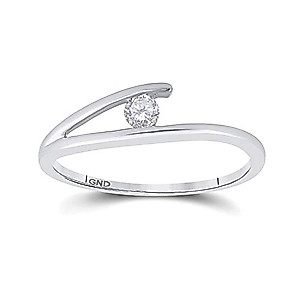 10kt White Gold Womens Round Diamond Solitaire Promise Ring 1/10 Cttw