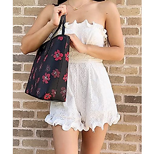 Kate Spade Lori Large Top Zip Tote Black Multi Dancing Bloom Red Floral