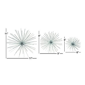 CosmoLiving by Cosmopolitan Metal Starburst 3D Wall Decor, Set of 3 6", 9", 11"W, Silver
