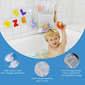 4 Mesh Bath Toy Holder, Storage Bag with 2 Ultra Strong Sucker, Make Baby Bath Toy Easy Storage-Kids&Babby