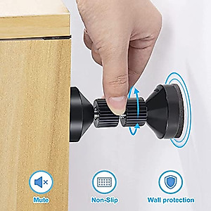 Qbily Adjustable Bed Headboard Stoppers 2 Pack - No Punching Required Headboard Stoppers for Wall Bed Stoppers for Headboard Shockproof Tool, Black (1.65”~ 3.55”)