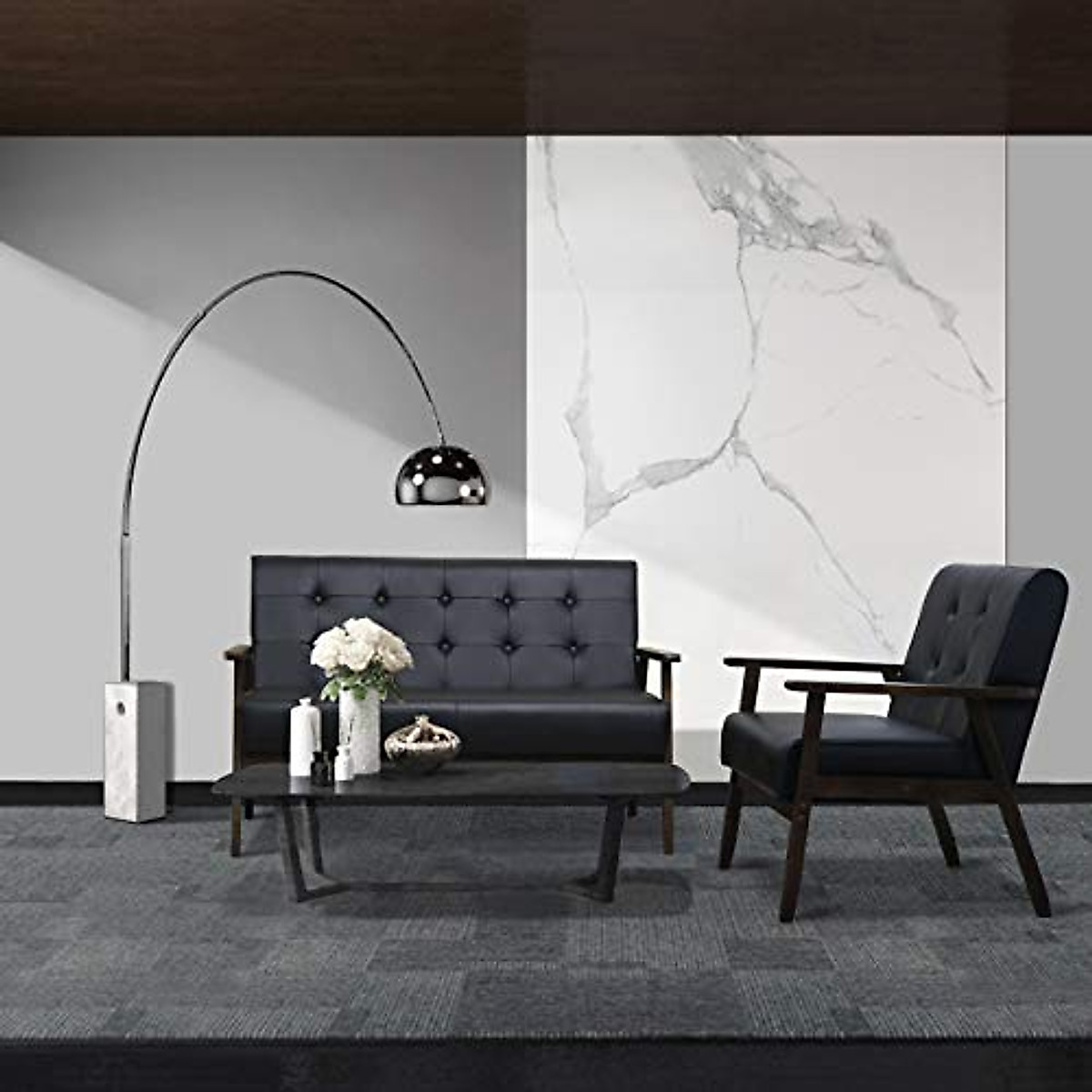 JIASTING Mid-Century Retro Modern Living Room Sofa Set with Loveseat and Seating Sofa Chair, Couch and Lounge Chairs