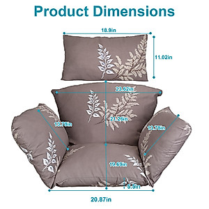 KOCASO Upgrade Egg Chair Cushion, Soft Swing Basket Chair Pads, Hanging Egg Chair Cushion, Soft Patio Furniture, Swing Egg Chair Cushion Seat Hammock Pillow with Ties Sofa Outdoor Indoor, CoffeeLeaf