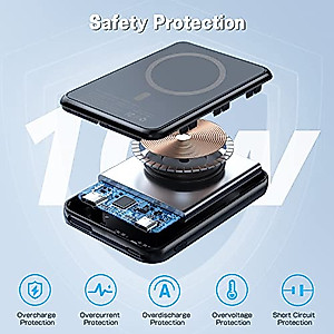 HAIARA Wireless Portable Charger, 5000mAh Magnetic Power Bank with USB C & A Port, for MagSafe Battery Pack, Slim Cell Phone Charger for iPhone 14/13/12 Series Samsung Pixel Android, etc