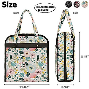 PACMAXI Sewing Accessories Storage Bag, Knitting, Craft Tools and Accessories Organizer, Roomy Carrying Bag for Sewing Tools and Accessories (Flower with Beige Background)
