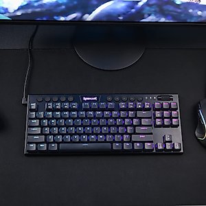 Redragon K622 Horus TKL RGB Mechanical Keyboard, Ultra-Thin Designed Wired Gaming Keyboard w/Low Profile Keycaps, Dedicated Media Control & Linear Red Switch, Pro Software Supported