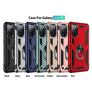 SunRemex Samsung S20 FE Case，Galaxy S20 FE Case with Tempered Glass Screen Protector，Kickstand [Military Grade] 16ft.Drop Tested Protective Cover for Samsung Galaxy S20 FE 5G （2021）.(Red)