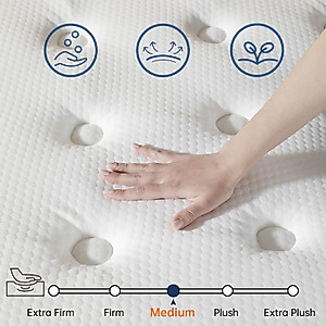 SUAYEA Queen Mattress, Queen Size Mattress in a Box, Medium Firm Matterss with Pocket Spring and Soft Foam, Ultimate Motion Isolation, Strong Edge Support, 10 Inch Queen Size Hybrid Mattress