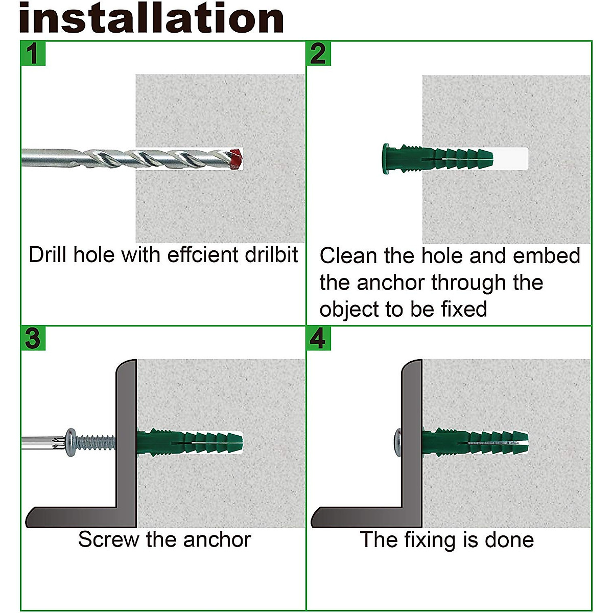 T.K.Excellent Plastic Self Drilling Drywall Ribbed Anchors with Phillips Pan Head Self Tapping Screws Assortment Kit,66 Pieces