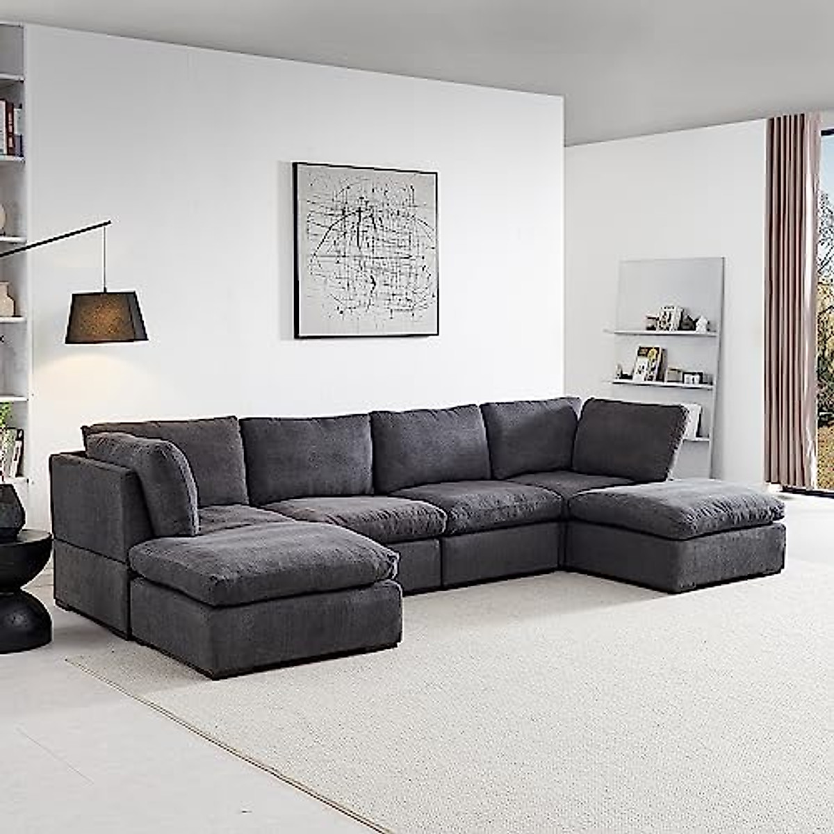 Oversized Modular Sectional Sofa Set,Extra Large U Shaped Convertible Couch with Reversible Chaise and Movable Ottoman,Free Combination Symmetrical Sofa&Couches Bed for Living Room Office