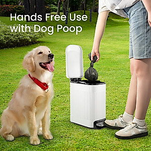 Cesun Bathroom Trash Can with Lid, 1.6 Gallon Small Metal Garbage Can with Foot Pedal, Slim Waste Basket for Bathroom, Office, Bedroom, Laundry, White