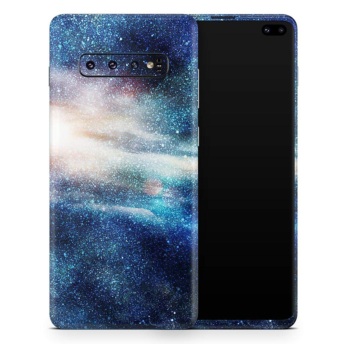 DesignSkinz Blue & Gold Glowing Star-Wave Protective Vinyl Decal Wrap Skin Cover Compatible with The Samsung Galaxy S20 (Screen Trim & Back Glass Skin)