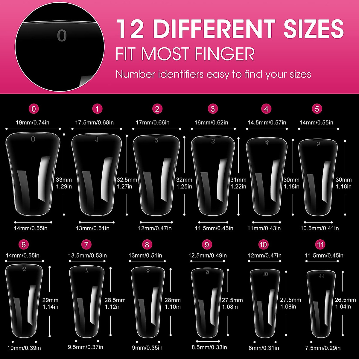 krofaue Duck Nails - Clear Nail Tips 120pcs Acrylic Fake Nails Curved Nail Tips 12 Sizes Crystal Duck Feet Style Nail Tips Full Cover False Nails Wide French Nails with Box Extra Nail for Nail Salon