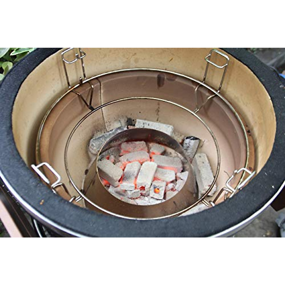 QuliMetal BBQ Whirlpool for Weber Kettle 22 26.75 Inches WSM, Big Green Egg, Kamado Joe, Weber Smokey Mountain Charcoal Briquet Holders, Stainless Steel BBQ Kettle Barbecue Charcoal Grill Accessories