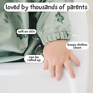 Bubba Bear Baby Bib with Sleeves, Long Sleeve Toddler Feeding Apron Bibs for Eating & Lead Weaning, Mess Proof Full Sleeved