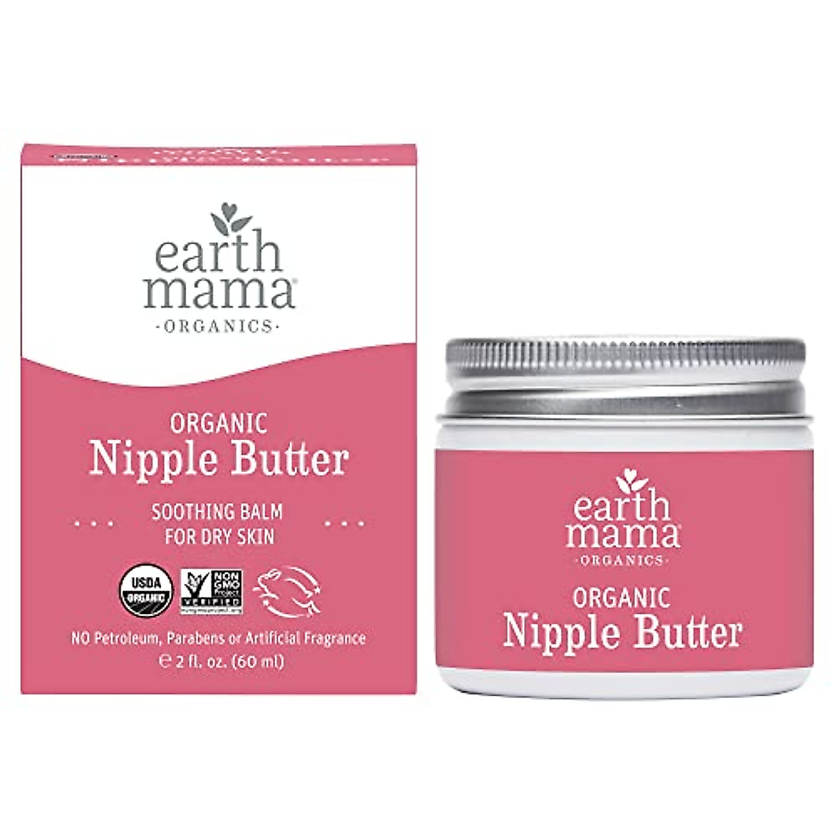 Earth Mama Organic Nipple Butter Breastfeeding Cream, Lanolin-Free, Safe for Nursing & Dry Skin, Non-GMO Project Verified, 2 Fl Oz