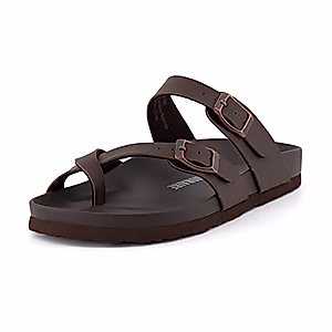 CUSHIONAIRE Women's Laker soft footbed Sandal with +Comfort, Dark Brown 7.5