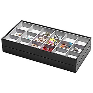 ORIGIA Magic Stackable Jewelry Trays Closet Dresser Drawer Organizer for Accessories, Gadgets & Cosmetics, Storage Display Showcase Holder Box, Set of 5