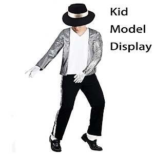 Dance Star Costume for Kids 80s 90s Pop Stage Cosplay Party Halloween Role Play 8-10 Years White Black