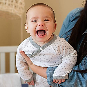 Burt's Bees Baby Baby Boy's Romper Jumpsuit, 100% Organic Cotton One-Piece Short Shortall, Long Sleeve Coverall, Dottie Bee, Newborn