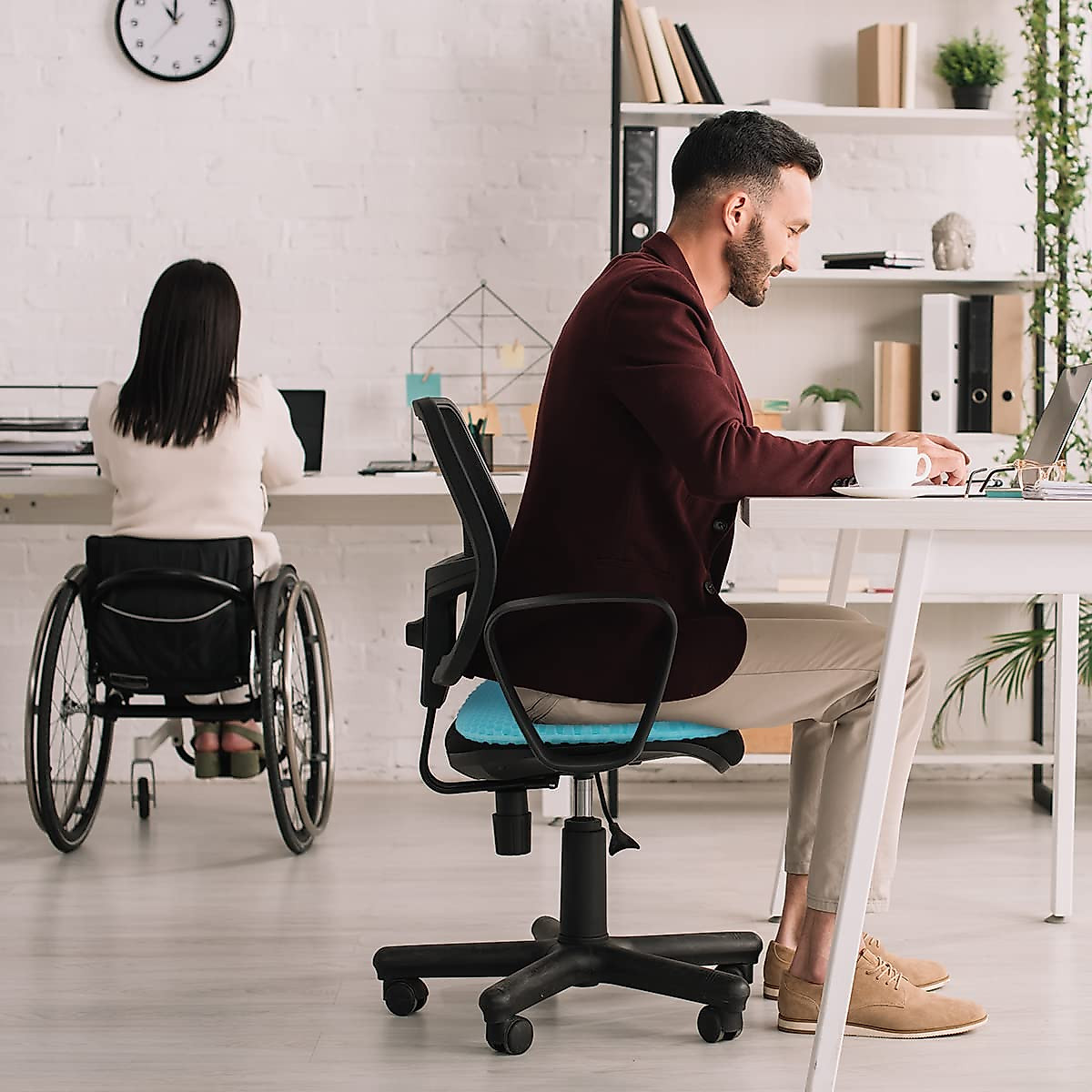 heffiso Gel Seat Cushion, Office Chair Cushion Car Wheelchair Cushions, Pressure Relief Seat Cushion Long Sitting with Anti-Skid Cover, Breathable Office Chair Cushion