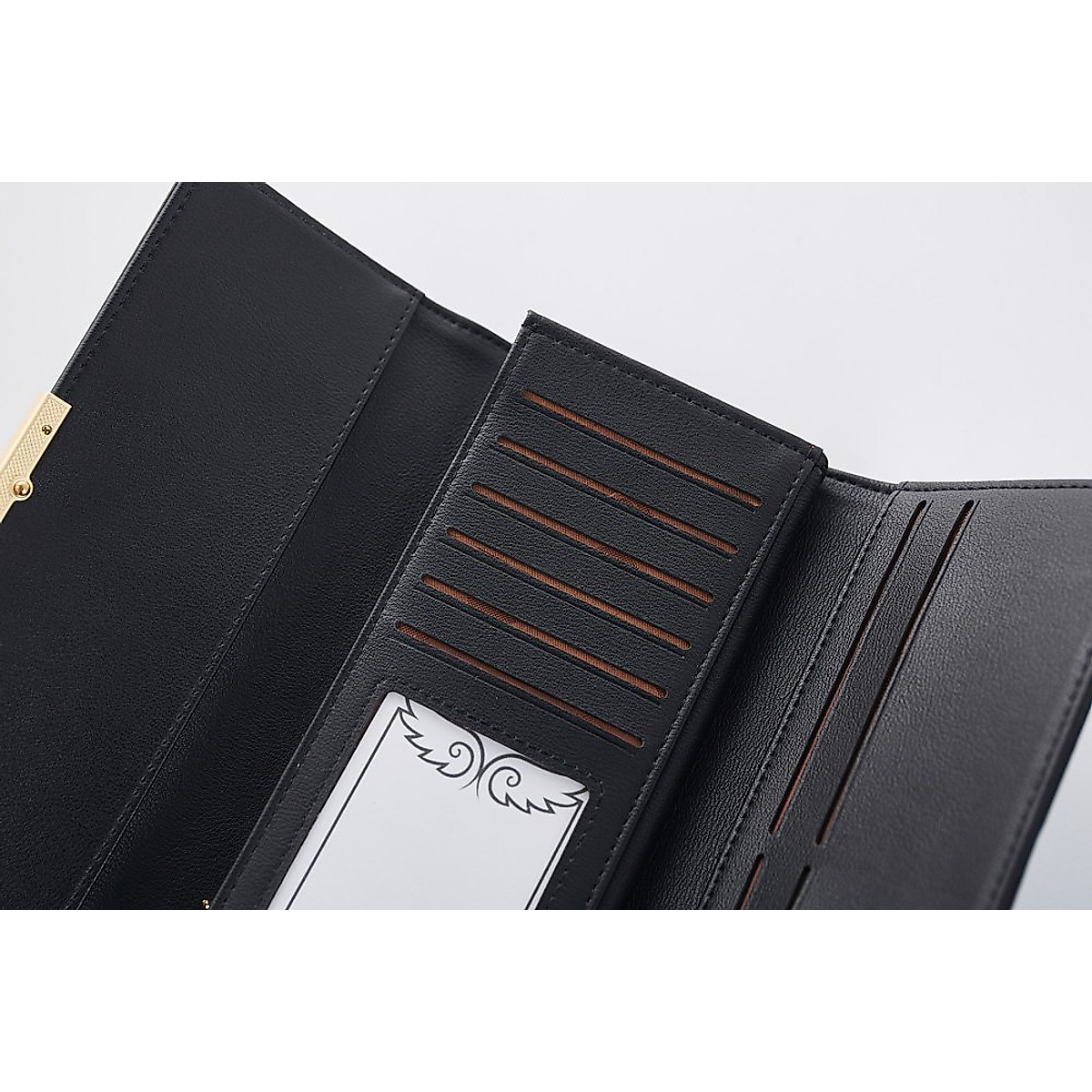 CYANB Soft Leather Trifold Multi Card Holder Wallet, Elegant Clutch Long Purse for Women Ladies