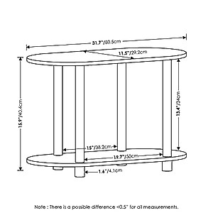 Furinno Turn-N-Tube No Tools Modern Oval Side Table, Bauhaus Oak/Beige