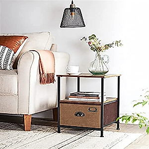 HIGOH Bedside Table Bedside Table with Drawer Fabric Drawer Dresser