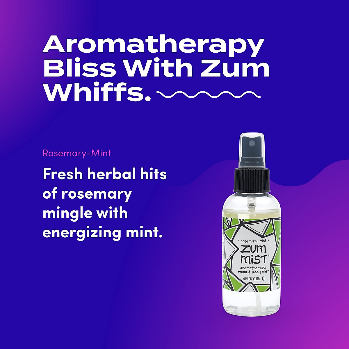 Zum Indigo Wild Mist Room & Body Spray - Aromatherapy Essential Oil Spray - Natural Body Mist & Room Spray - Rosemary-Mint Scent - 4 fl oz