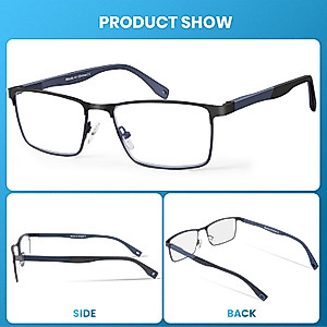 FelixAim Reading Glasses for Men, Blue Light Blocking Metal Readers Men, Lightweight Full Frame Eyeglasses with Spring Hinge