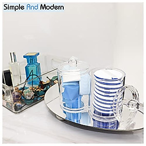 Qihomy 10-Ounce Qtip Holder Dispenser for Cotton Balls, Cotton Swabs, Cotton round pads, Clear Plastic Apothecary Jar Set for Bathroom Canister Storage Organization, Dresser Organizer (2 Pack)
