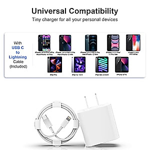 iPhone Charger [Apple MFi Certified] 2 Pack 20W PD USB C Wall Fast Charger Adapter with 2 Pack 6FT Type C to Lightning Cable Compatible with iPhone 14 13 12 11 Pro Max XR XS X,iPad