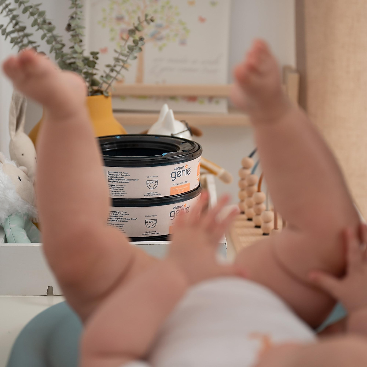 Diaper Genie Bags Refills 270 (Pack of 3) Clean Laundry Scent | Diaper Pail Refills with Max Odor Lock | Holds up to 810 Newborn Diapers