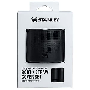 STANLEY Quencher Boot and Straw Cover Cap | Anti-Slip Silicone Protector for 40 oz Tumbler with Handle | Accessory Set for Stainless Steel Drinking Cup | Black