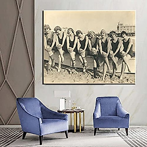 AAHARYA Retro Swimsuit Girl Print Retro Beach Fashion Girl Art Poster Canvas Painting Wall Art Poster for Bedroom Living Room Decor 8x10inch(20x26cm) Frame-style