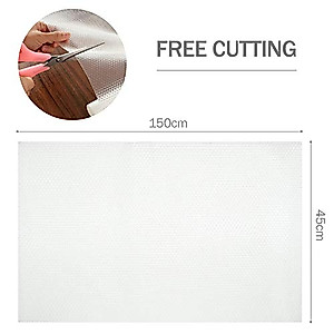 3 Rolls Cabinet Mat Drawer Liner Refrigerator Mat Pad For Kitchen Home, 17.7 x 59 Inch Transparent