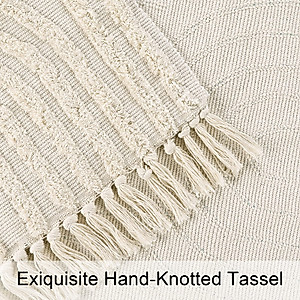 Lanffia Boho Runner Rug 2x6, Beige Bathroom Runner Washable Tufted Rainbow Rug with Tassels Indoor Farmhouse Neutral Floor Carpet for Kitchen Hallway Laundry Doorway Bedroom Living Room