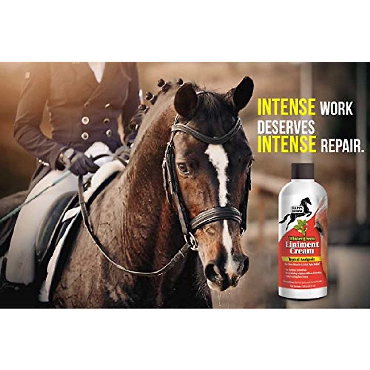 HARRIS Happy Horse Liniment, Wintergreen Cream for Sore Muscle & Joint Pain Relief, 16oz