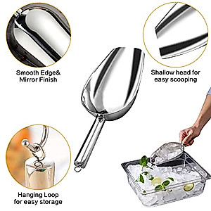 Metal Ice Scoop 3 Oz, Small Stainless Steel Ice scooper for Ice Maker Ice Bucket Kitchen Freezer Bar Party Wedding, Heavy Duty Ice Cube Scooper, Food Scoops, Dishwasher Safe, Silver, BBB-3 OZ