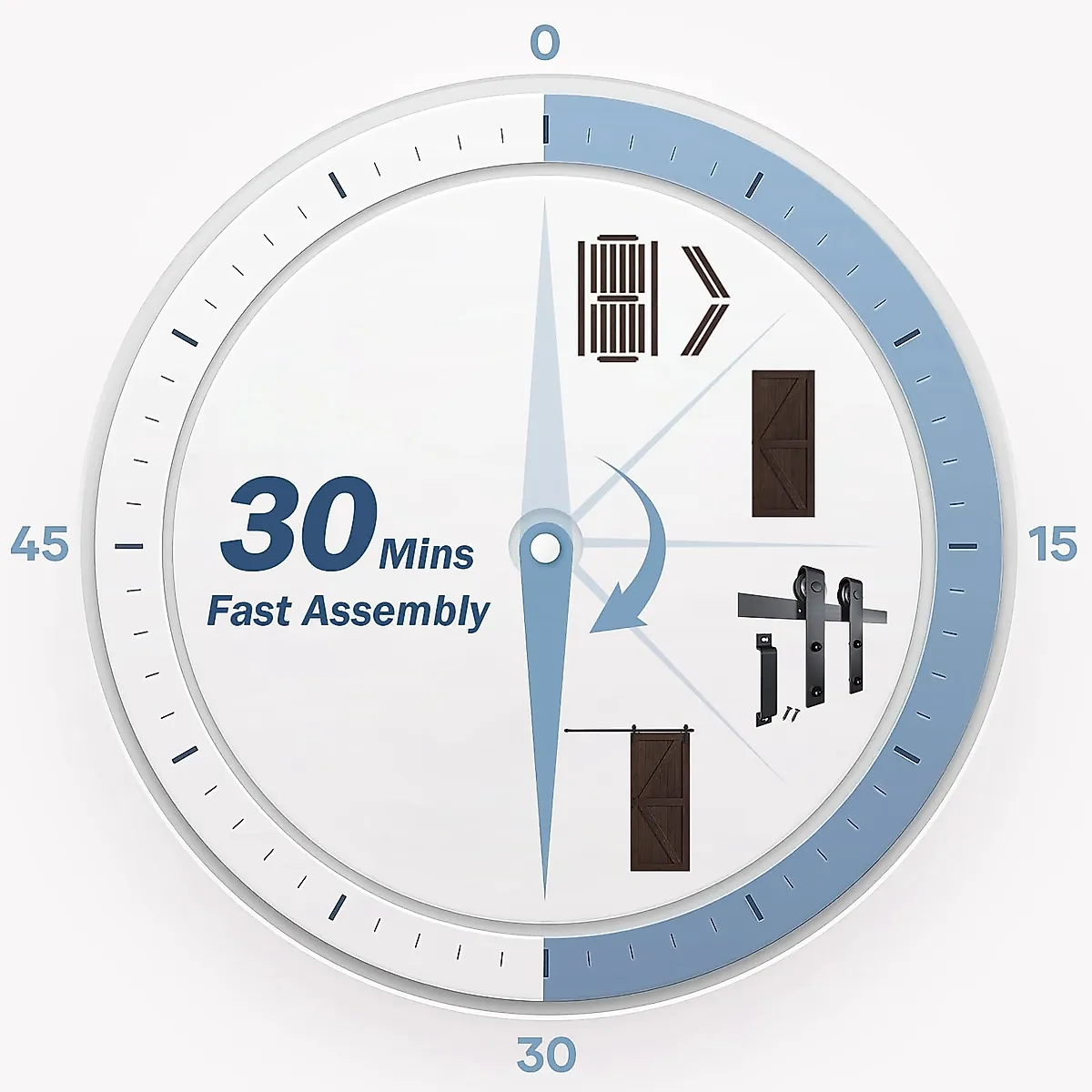 FREDBECK 36in x 84in Brown Barn Door with 6.6ft (79inch) Barn Door Hardware Track Kit and Handle Included, Double Surfaces,Simple Assembly is Required,K-Frame,Coffee