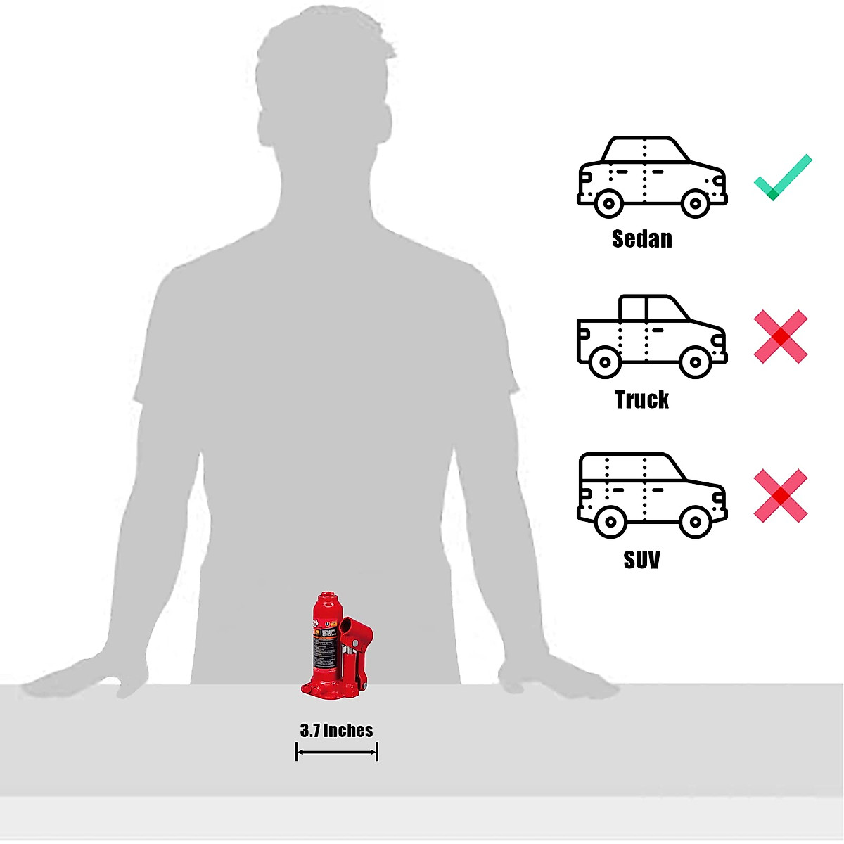 BIG RED 2 Ton (4,000 LBs) Capacity Hydraulic Welded Bottle Jack, TAM90203B