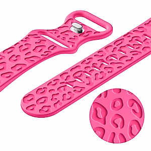 IKANFI No Gap Leopard Engraved Bands Compatible for Samsung Galaxy Watch 6/5/4 Band 40mm 44mm,Watch 6 47mm 43mm,5 Pro 45mm,Watch 4 Classic 42mm 46mm,20mm Soft Silicone Replace Strap Women-Hot Pink