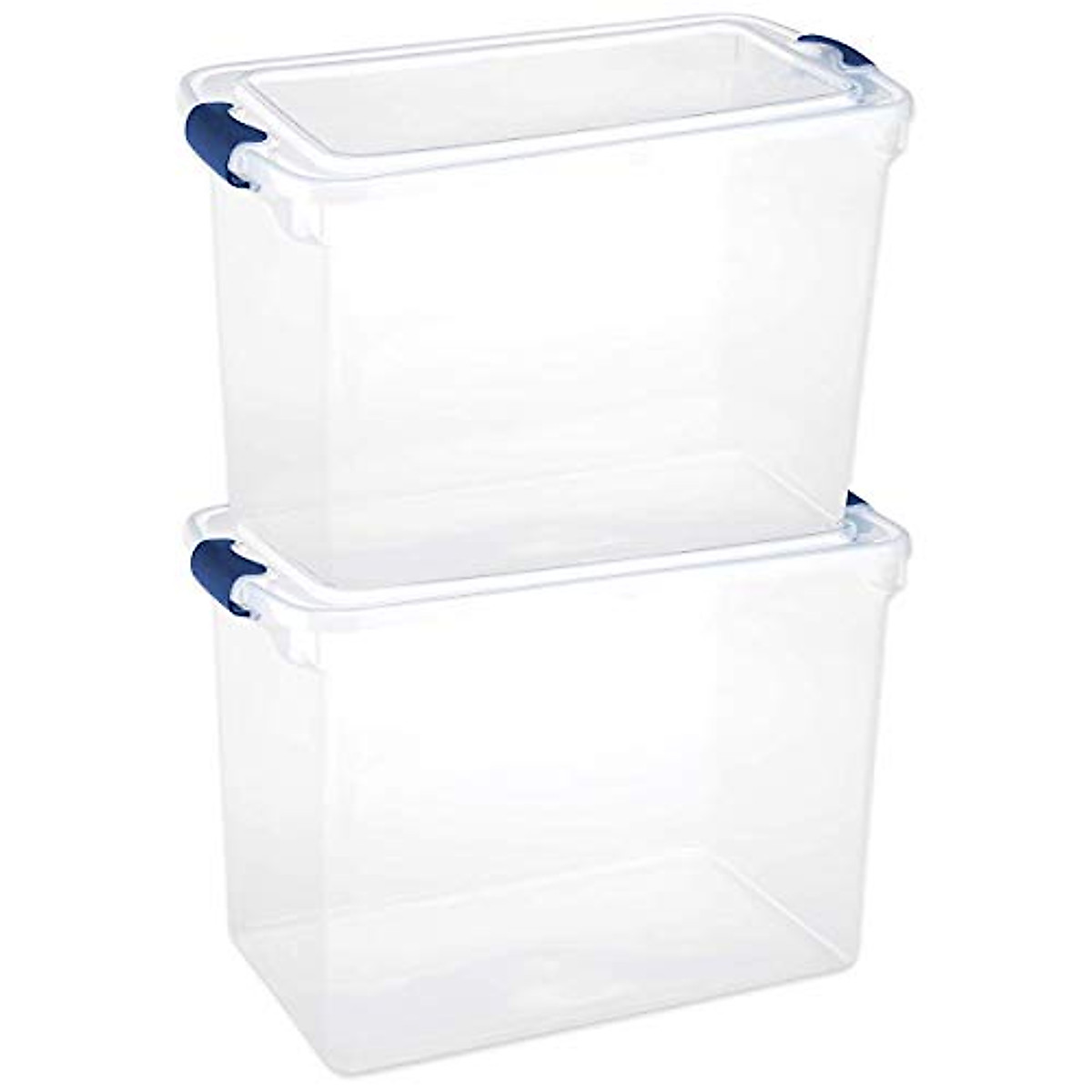 HOMZ Heavy Duty Modular Stackable Storage Tote Containers with Latching Lids, 112 Quart Capacity, Clear, 4 Pack