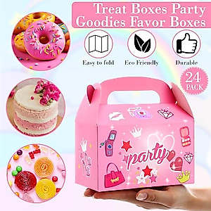 Motiskyy Blue Pink Goodie Bags Pink Candy Bags Gift Boxes with Handle for Birthday Party Bridal Shower(12 Pcs)