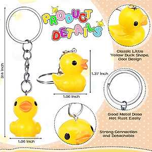 Yoande Plastic Duck Keychains Duck Party Favors Cute 3D Duck Chains Small Ducky Pendant Accessories for Birthday Party Baby Shower (Multi Color, 48 Pack)