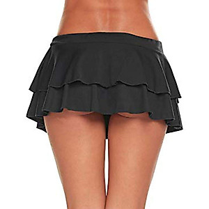 NaRHbrg Y2K Ruffle Short Skirt for Women's Low-Waisted Sexy A-Line Mini Skirt Beachwear Club Party Skorts Mini Skirts Black