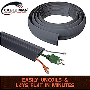 Cable Man Floor Cord Cover and Cable Protector for Cable Management, 3 in. x 5 ft., Gray, 6000-G5C